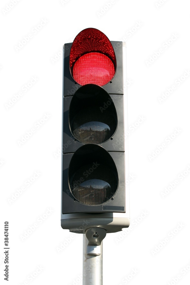 Feu rouge de signalisation d'arrêt absolu à un carrefour Photos | Adobe ...