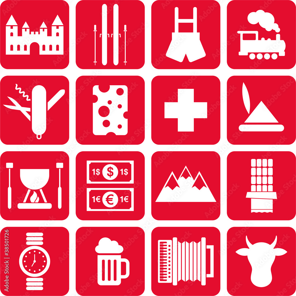 Photo & Art Print Switzerland pictograms, beguima