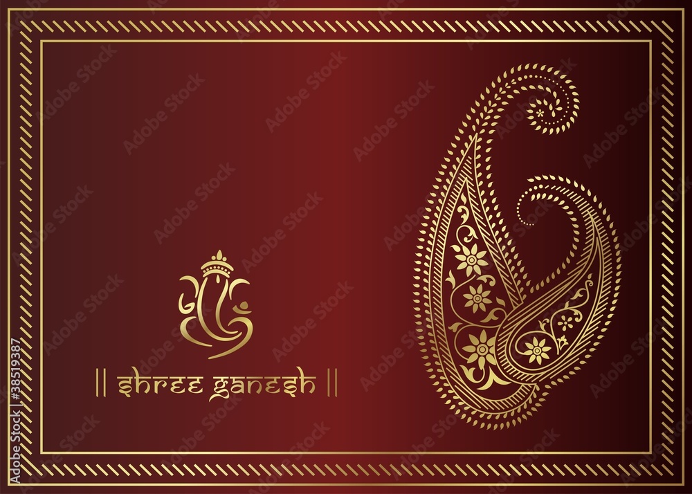 Ganesh, traditional Hindu wedding card design, India Stock Vector ...