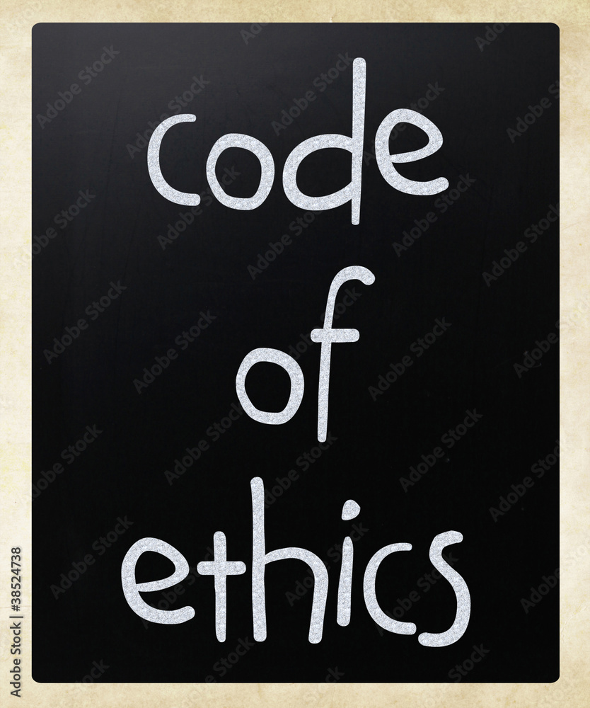 "Code of ethics" handwritten with white chalk on a blackboard Stock ...