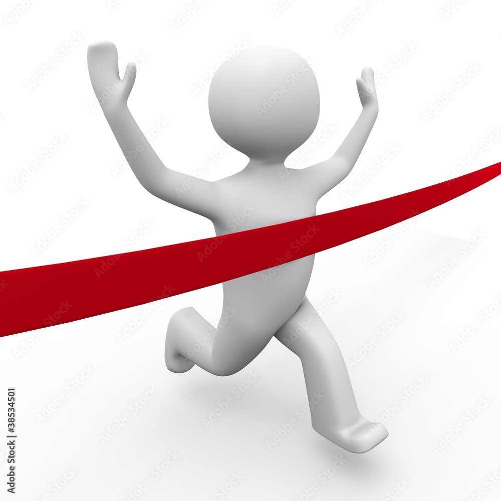 Männchen am Ziel 3d Stock-Illustration | Adobe Stock