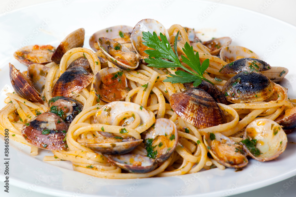 linguine alla marinara Stock Photo | Adobe Stock