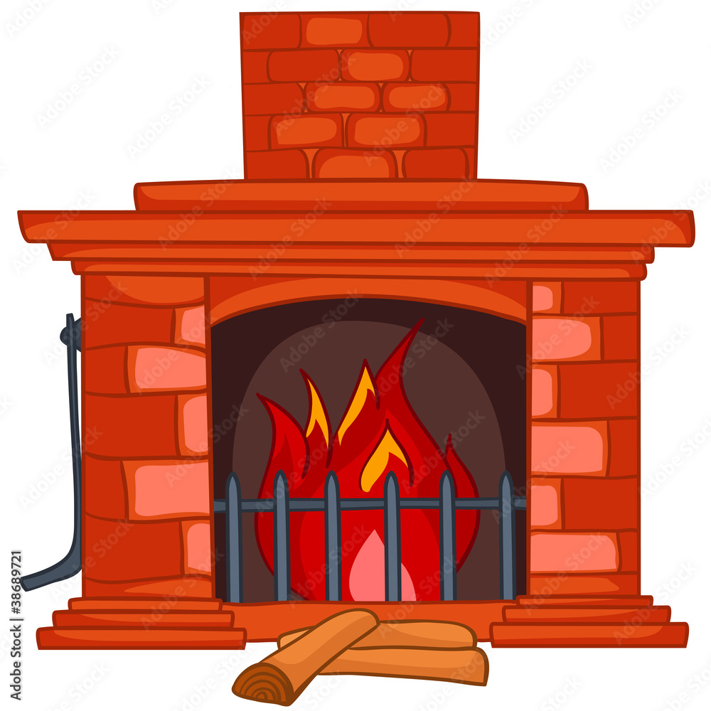 Cartoon Home Fireplace Stock Vector | Adobe Stock