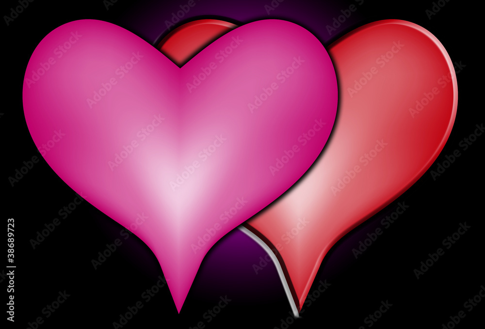 Two Love Hearts Together Stock Illustration | Adobe Stock