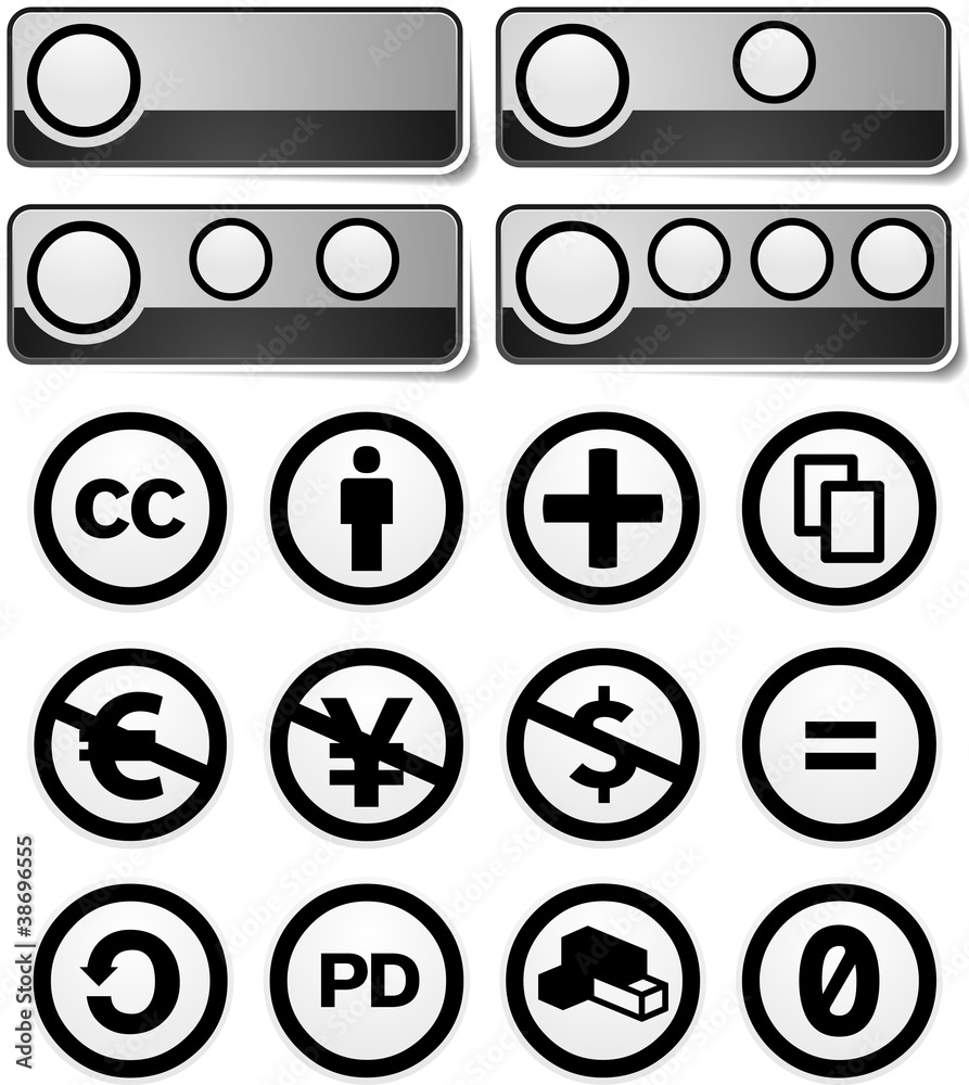 Creative commons labels Stock Vector | Adobe Stock