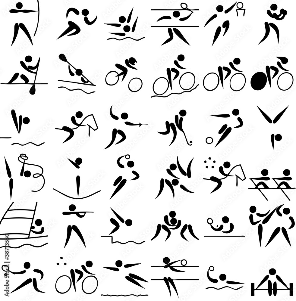 Olympic Sports BW Stock Vector | Adobe Stock