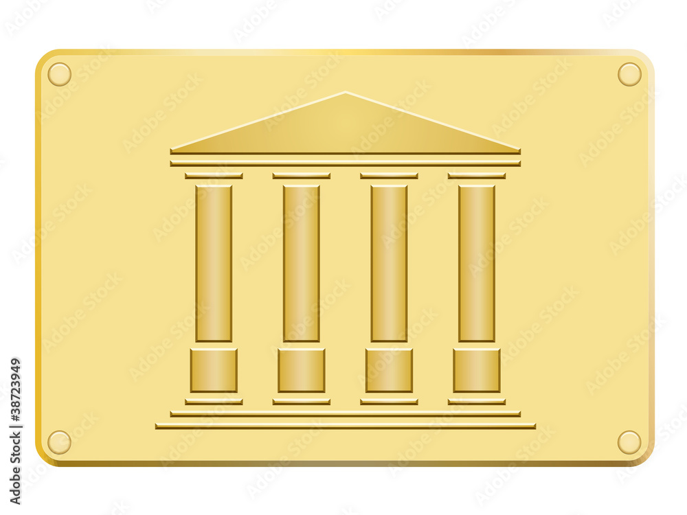 Plaque en or avec symbole temple Stock Illustration | Adobe Stock