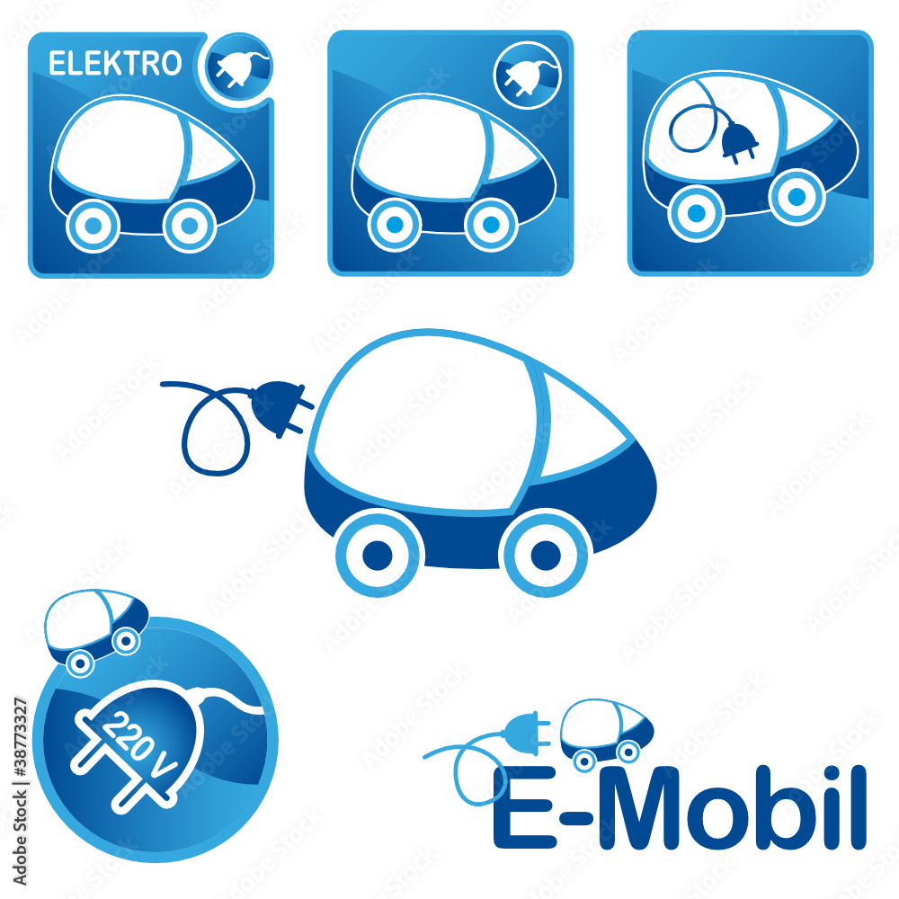 E-Mobil / Elektroauto Icons / Logos Stock-Vektorgrafik | Adobe Stock