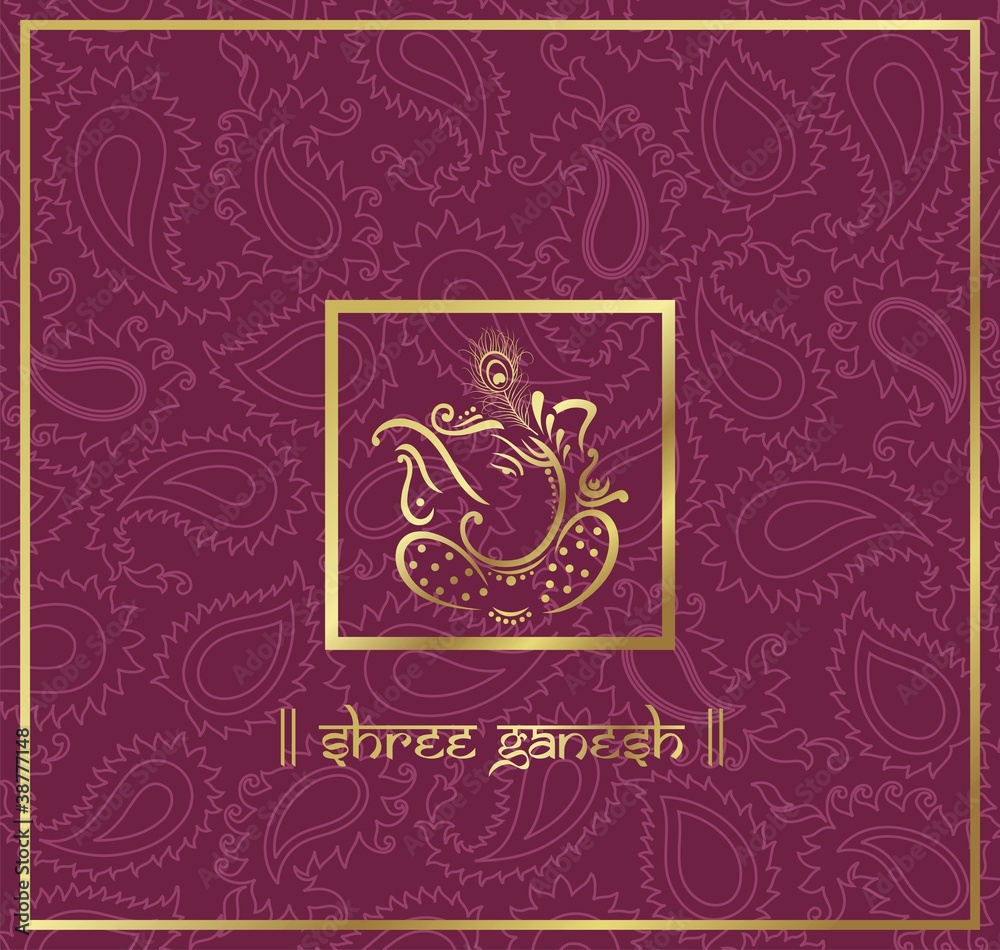 Ganesh, traditional Hindu wedding card design, India Stock Vector ...