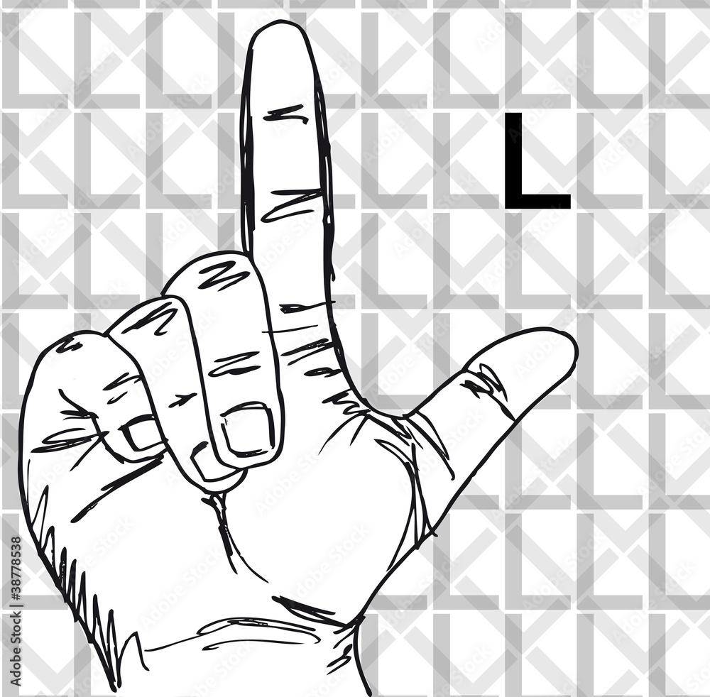 Sketch of Sign Language Hand Gestures, Letter L. Stock Vector | Adobe Stock