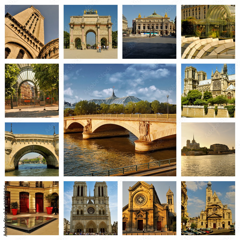 Symbols of Paris: Grand Palais and bridge over the Seine Stock Photo ...