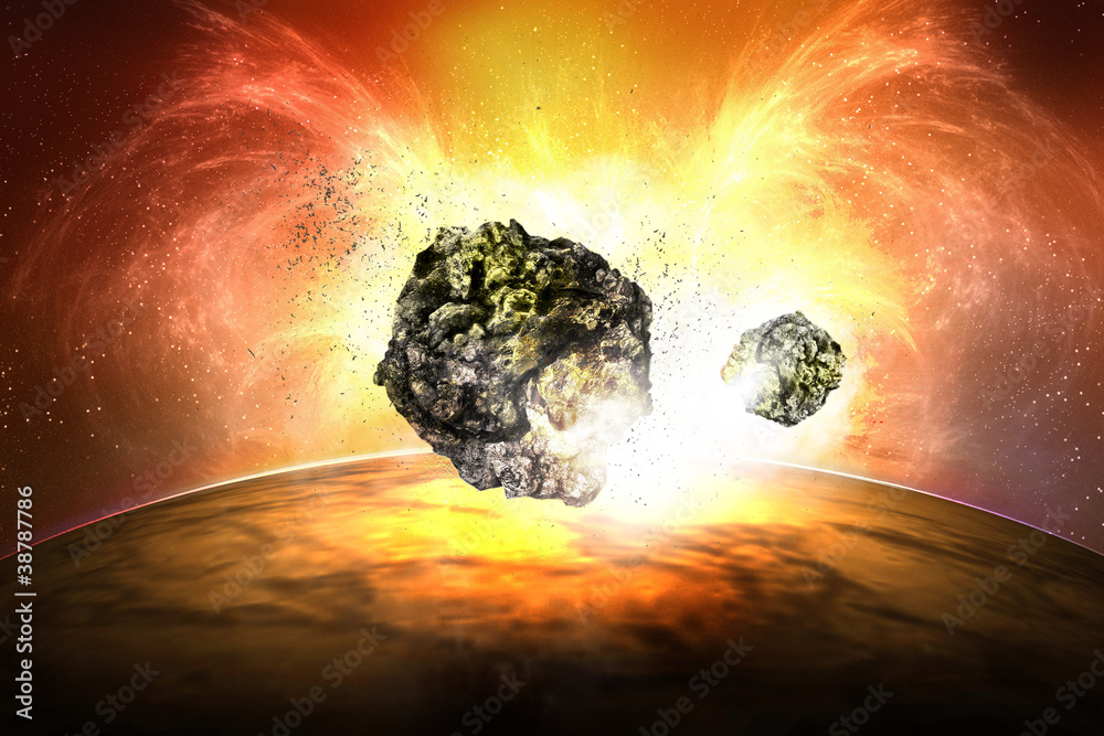 explosion météorite Stock Illustration | Adobe Stock
