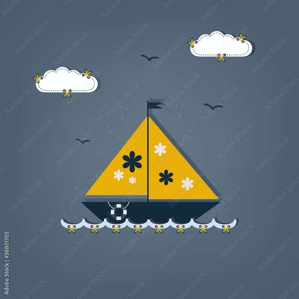 cartoon boat - scrap elements Stock Vector | Adobe Stock