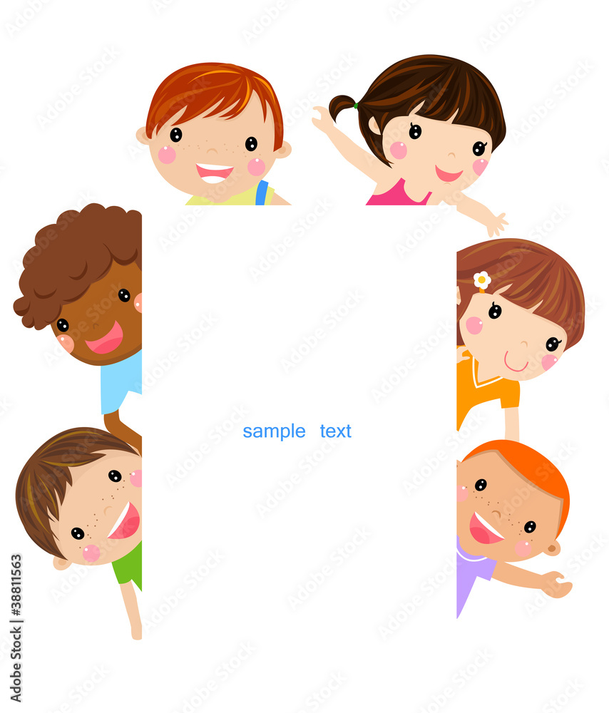 Cute cartoon kids frame Stock Vector | Adobe Stock