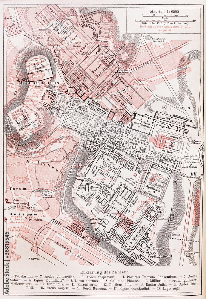Map of Imperial fora and the Palatine Hill Stock Illustration | Adobe Stock