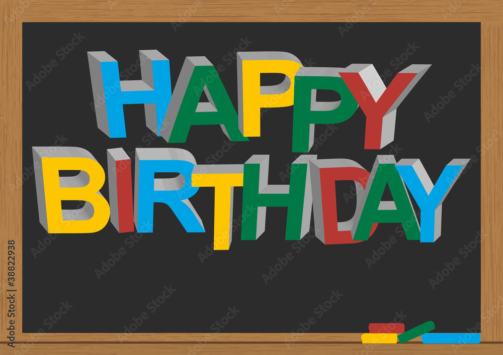 happy birthday chalkboard Stock Vector | Adobe Stock