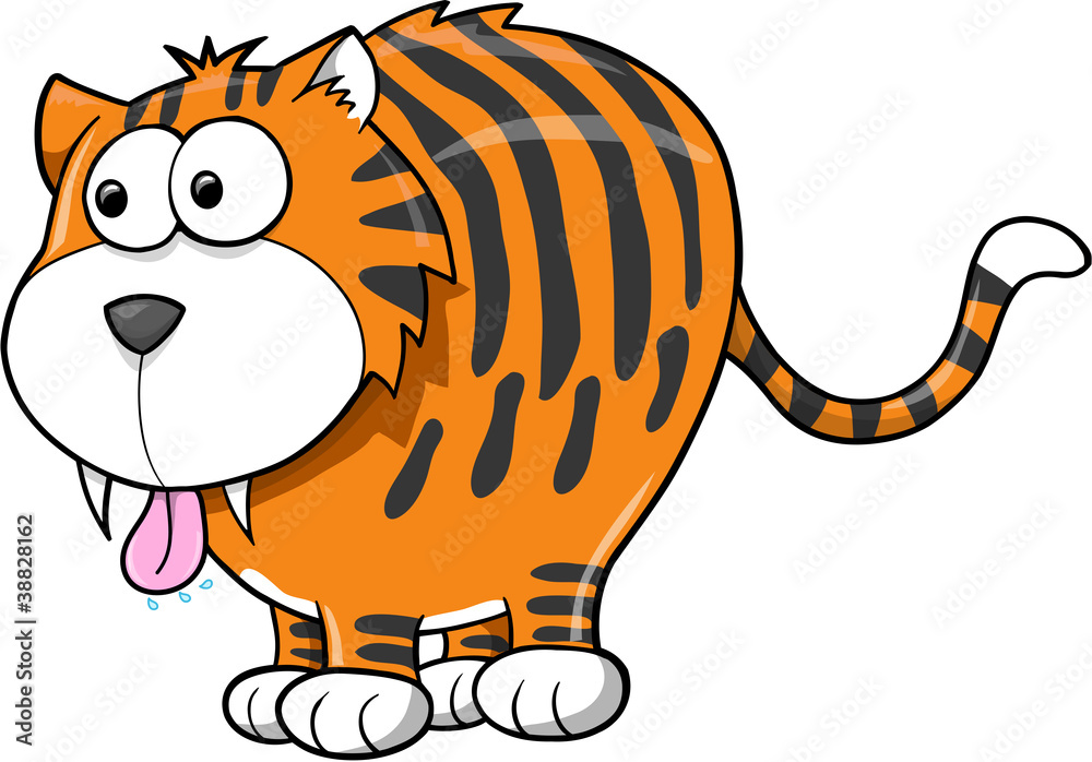Cute Goofy Tiger Animal Vector Illustration Art Stock Vector | Adobe Stock