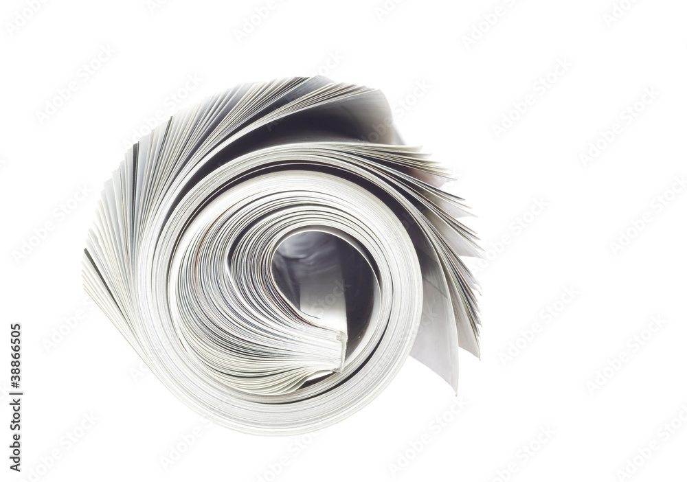 rolled up newspaper, isolated on white background, free copy spa Stock ...