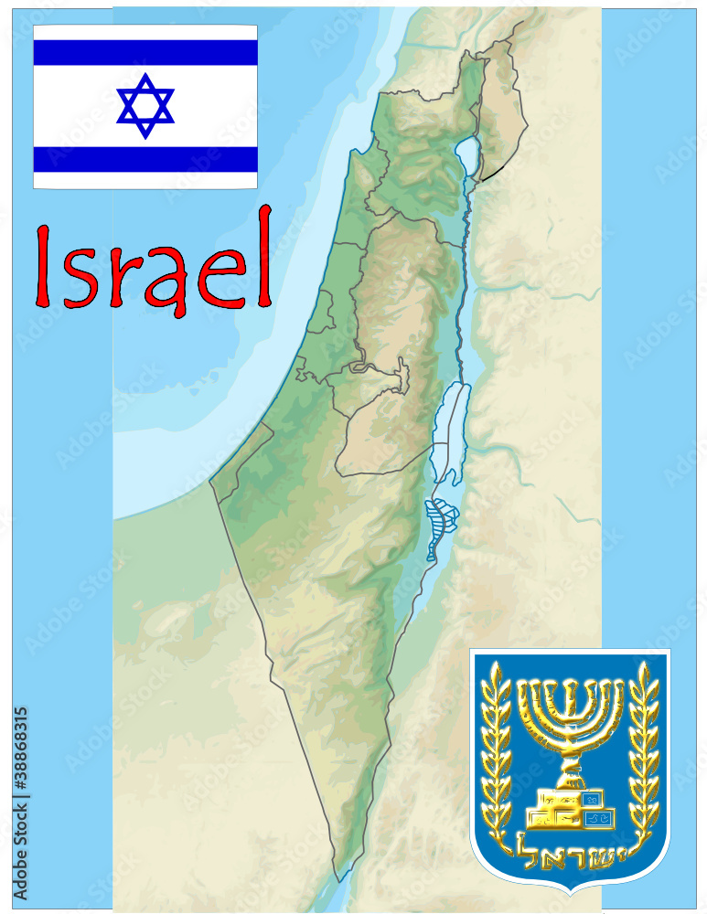 israel middle east map flag emblem Stock Vector | Adobe Stock