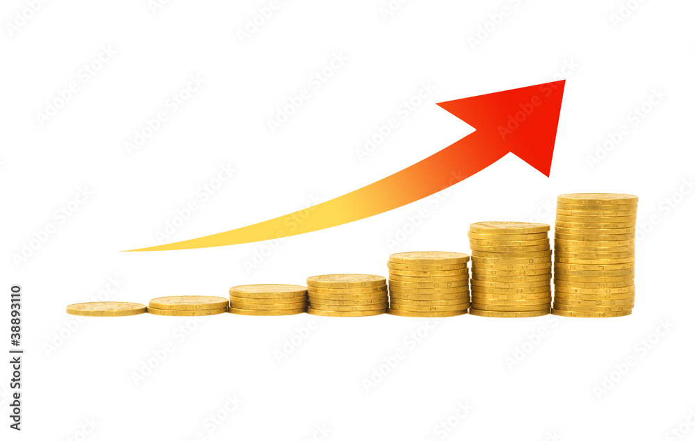 Financial success concept - graph of the columns of coins Stock Photo ...