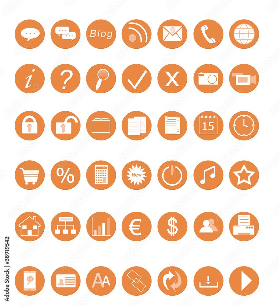 Iconos para Web en tonos naranja Stock Illustration | Adobe Stock