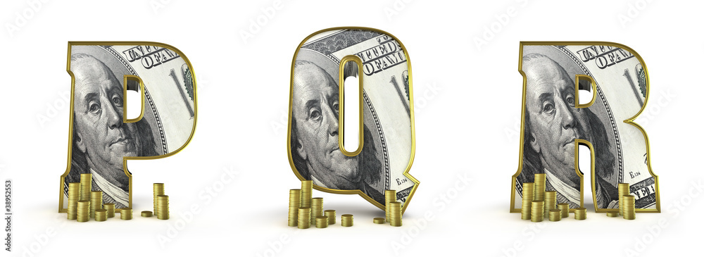 Money alphabet letters P Q R Stock Illustration | Adobe Stock