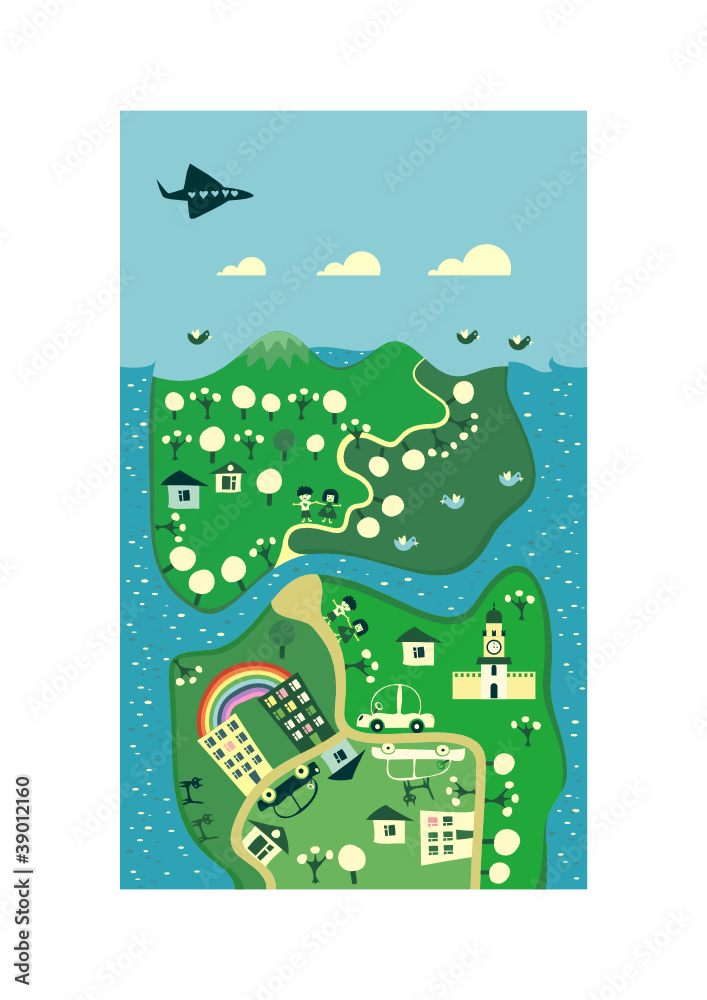 cartoon map of the city Stock Vector | Adobe Stock