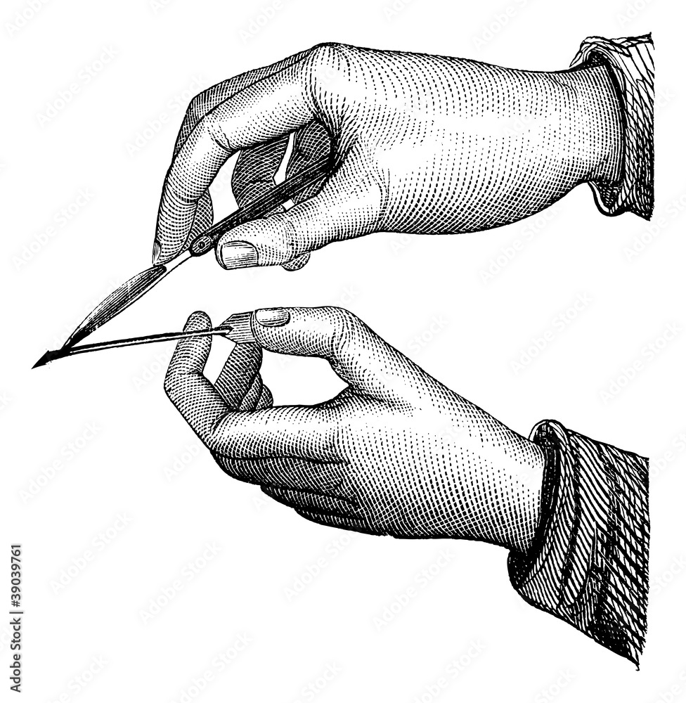 Position of the knife and grooved in the simple incision from wi Stock ...
