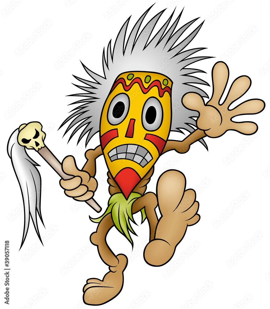 Shaman - Cartoon Illustration Stock Illustration | Adobe Stock