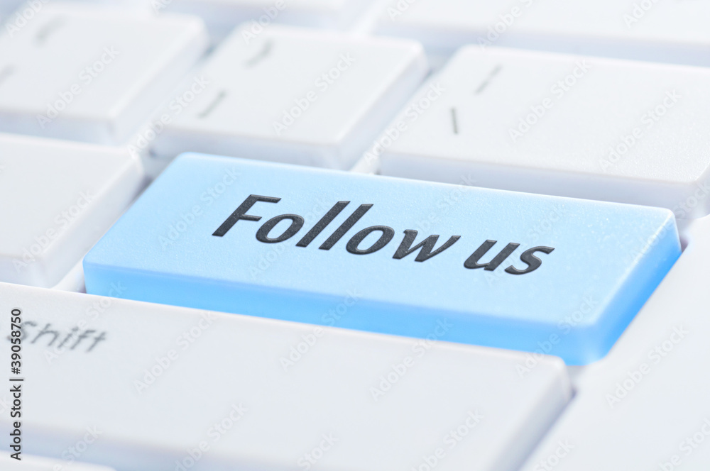 Follow us keyboard button Stock Photo | Adobe Stock