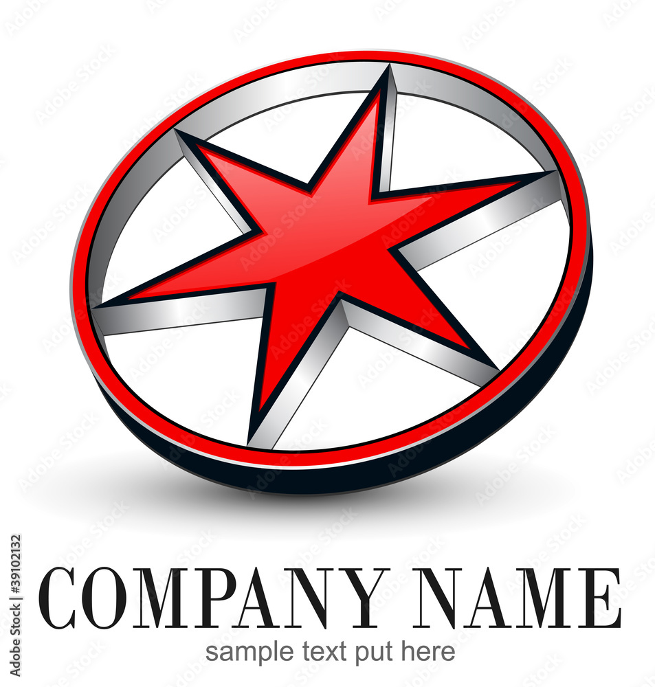 Logo red star inside circle Stock Vector | Adobe Stock