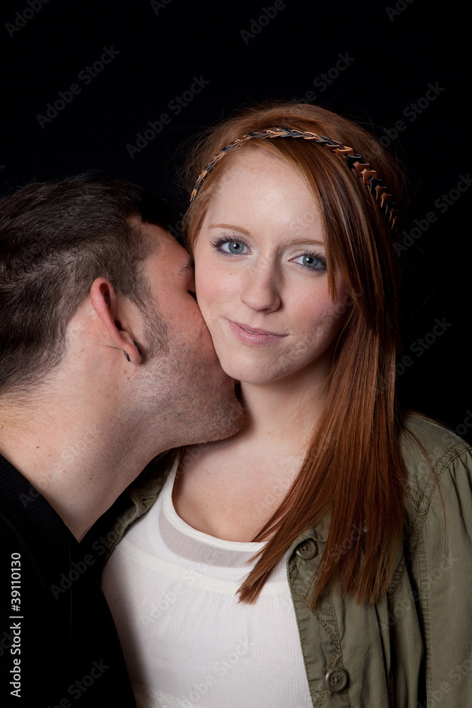 romantic couple together kissing her neck Stock Photo | Adobe Stock