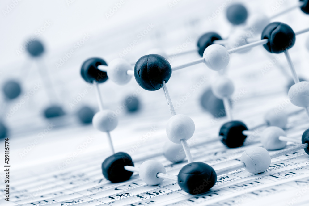 Periodic table of chemical elements with molecule Stock Photo | Adobe Stock