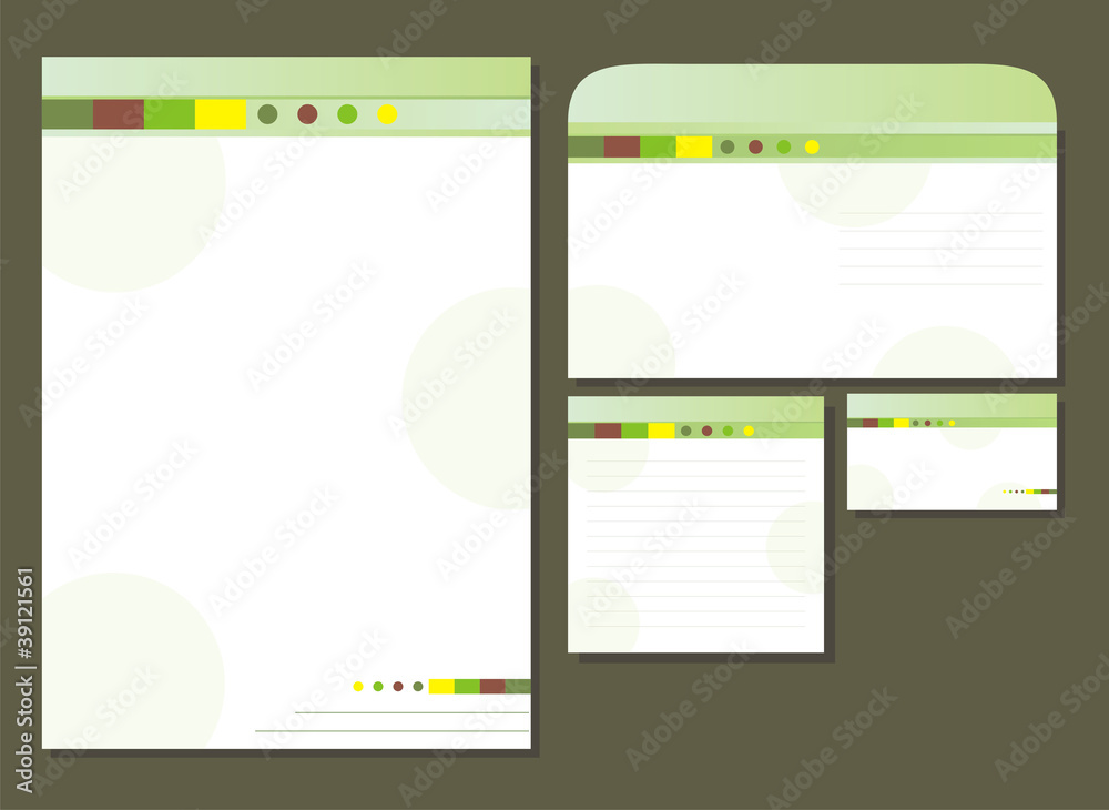 white template blank, visiting card, notes and envelope Stock Vector ...