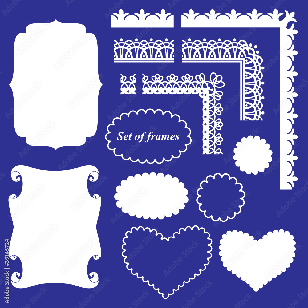 Frame Set - different frames and borders on blue background Stock ...