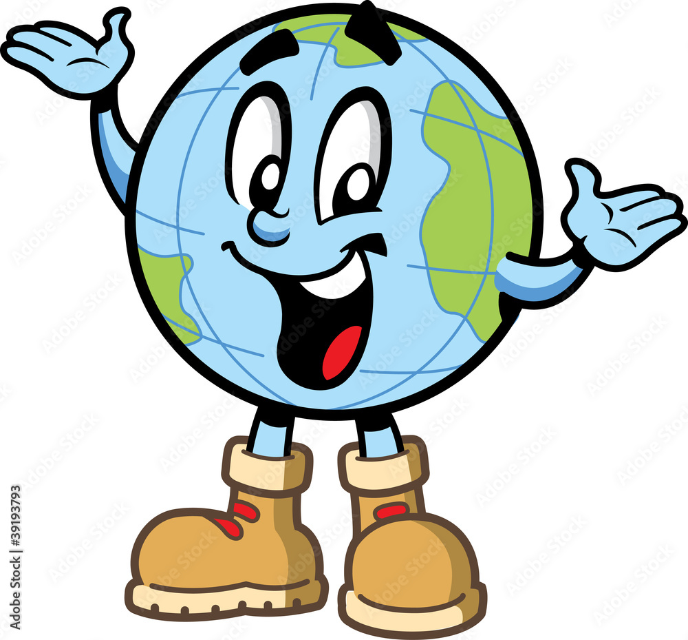 Happy Smiling Globe Cartoon Character Stock Illustration | Adobe Stock