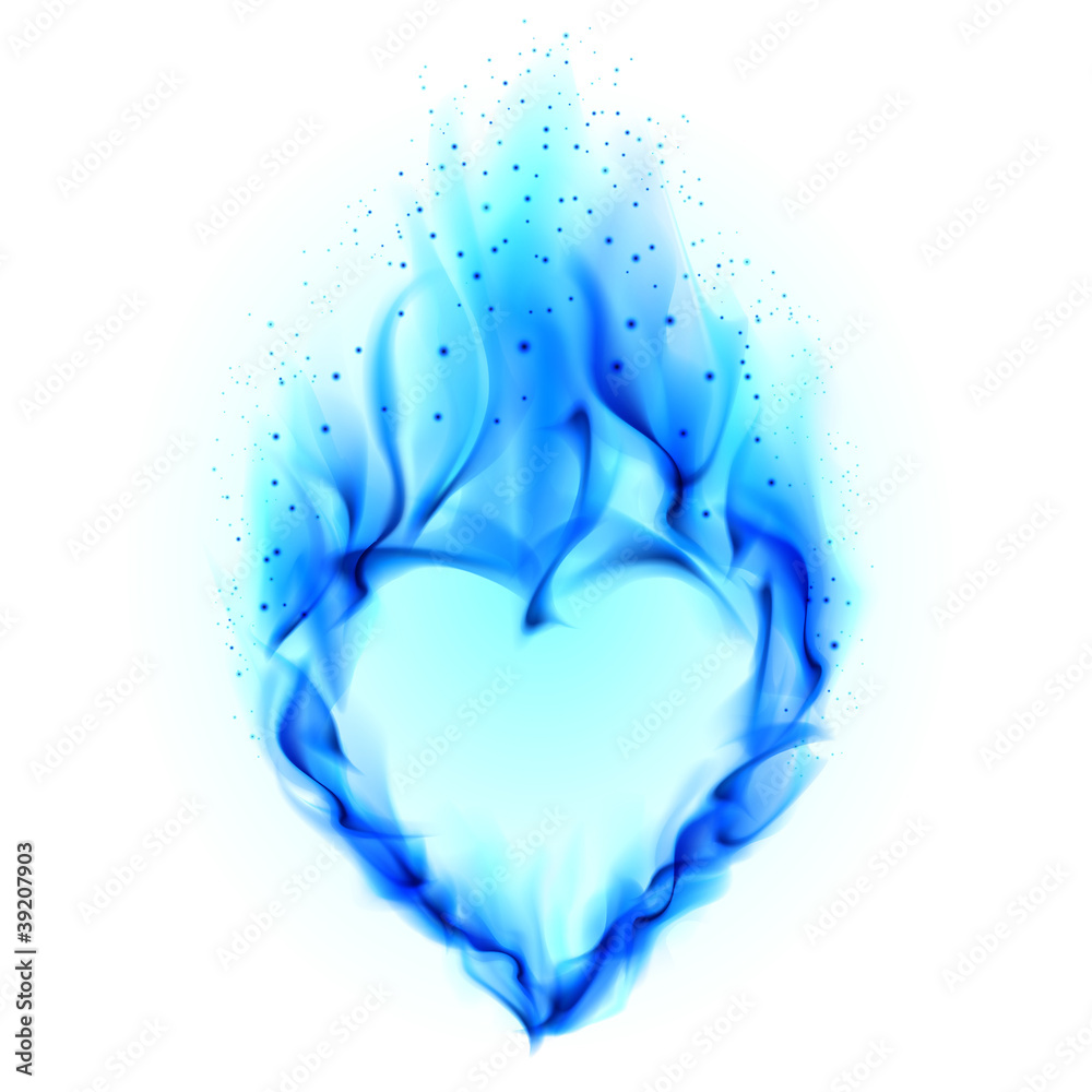 Heart in blue fire Stock Illustration | Adobe Stock