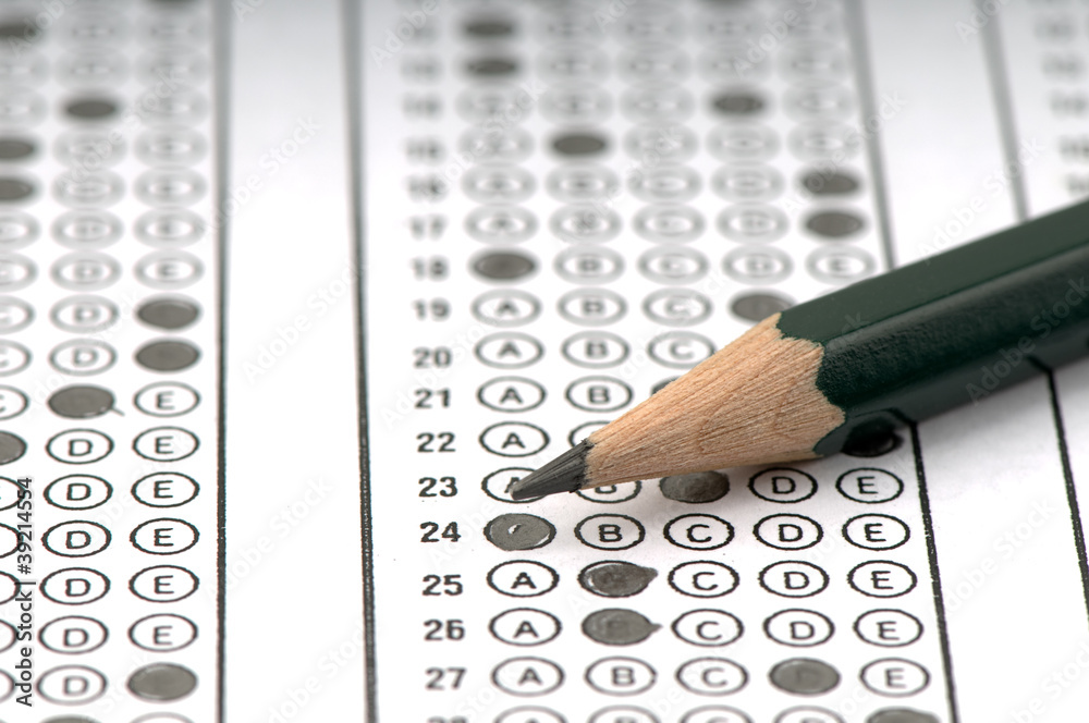 Test score sheet with answers. Stock Photo | Adobe Stock