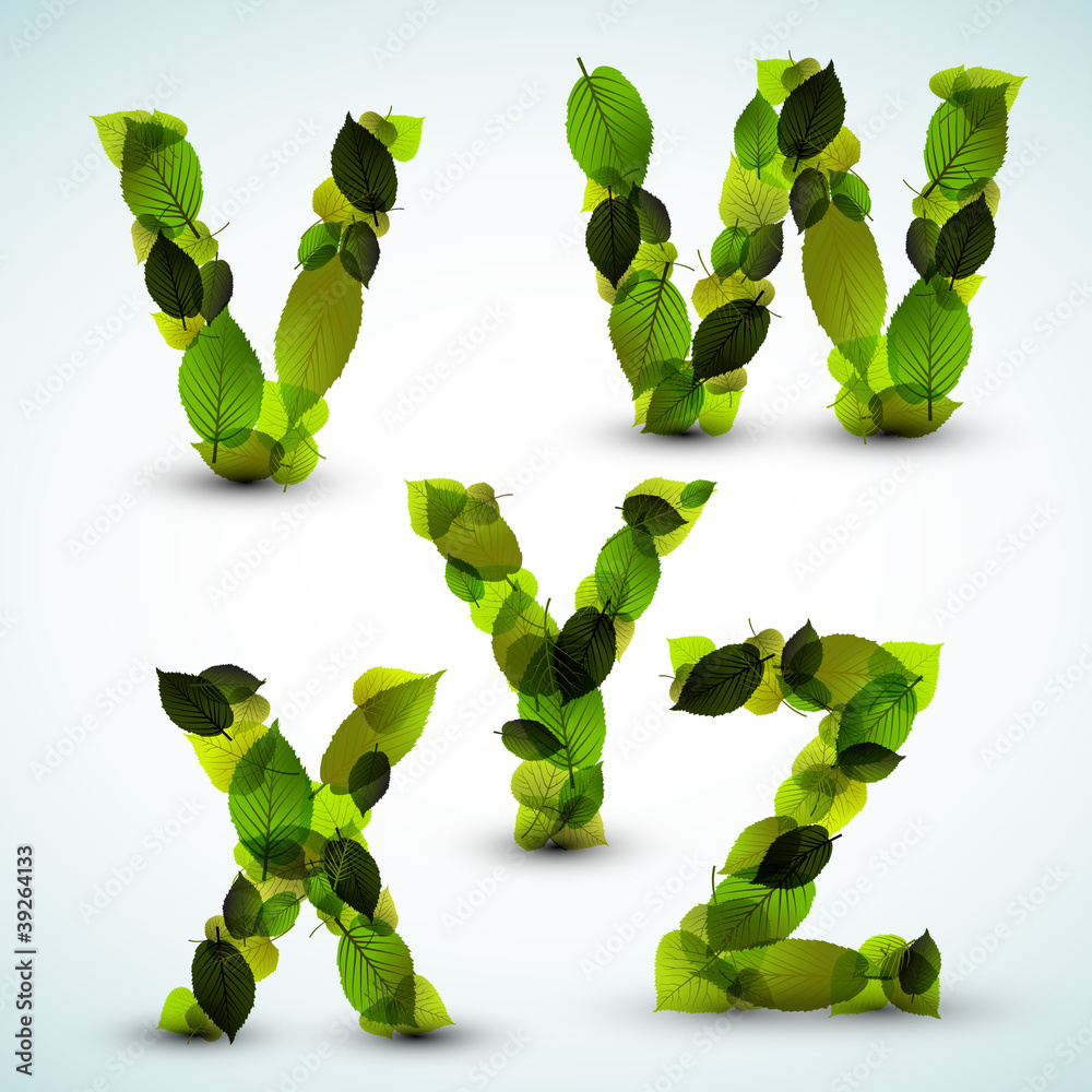 Vector alphabet letters made from leafs Stock Vector | Adobe Stock