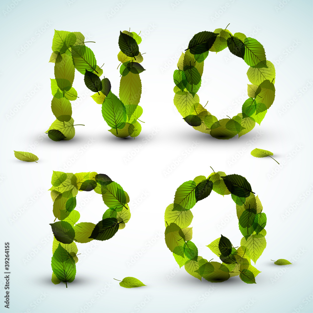 Vector alphabet letters made from leafs Stock Vector | Adobe Stock