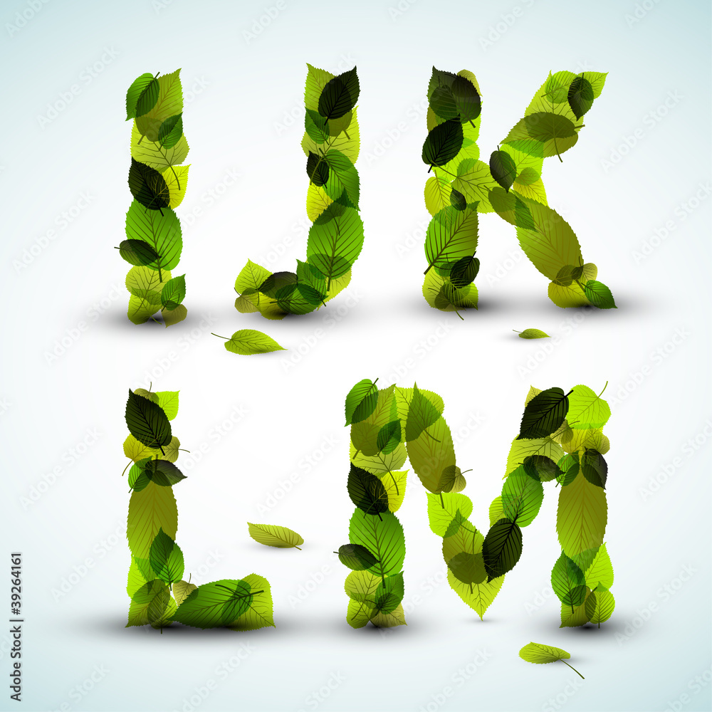 Vector alphabet letters made from leafs Stock Vector | Adobe Stock