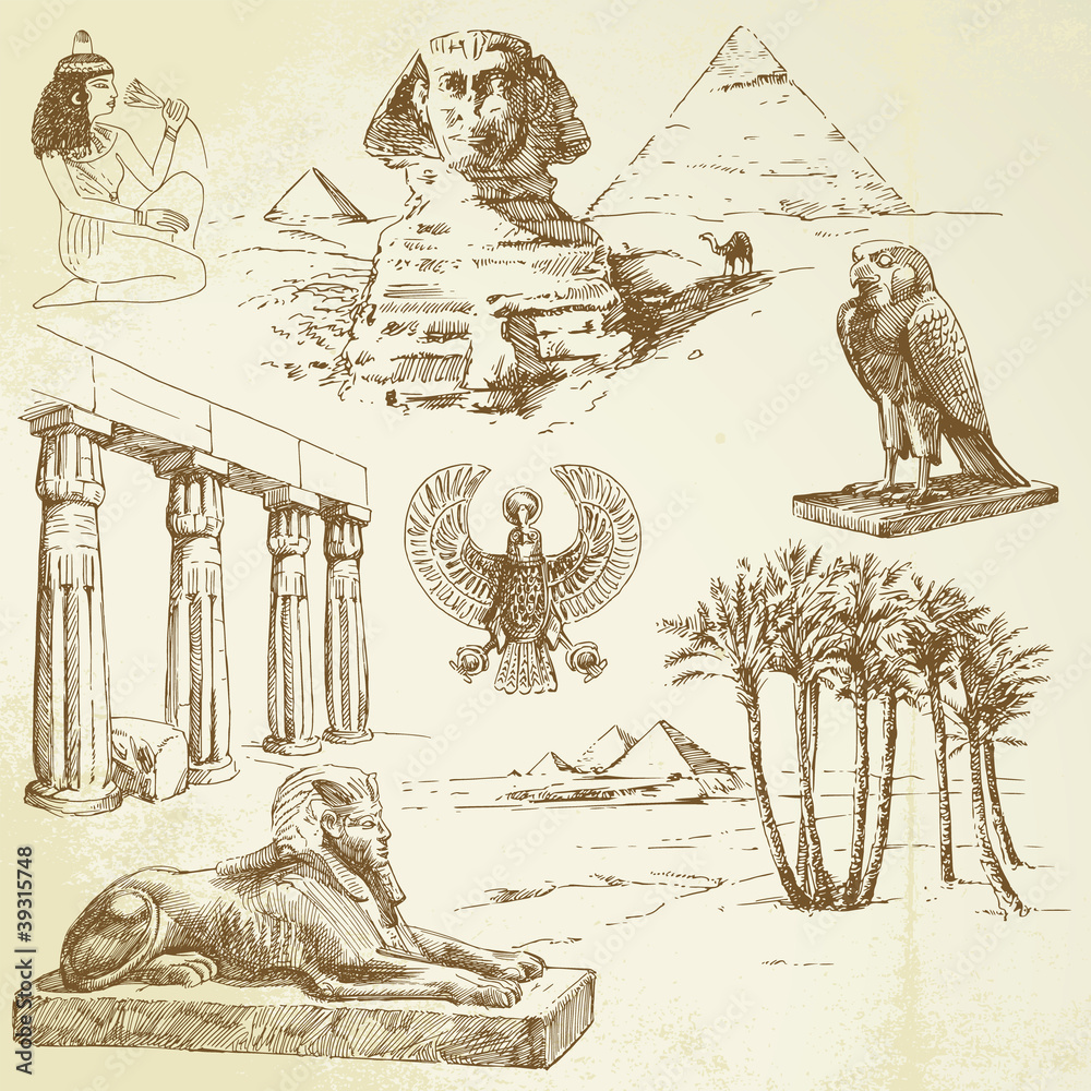 ancient egypt - hand drawn set Stock Vector | Adobe Stock