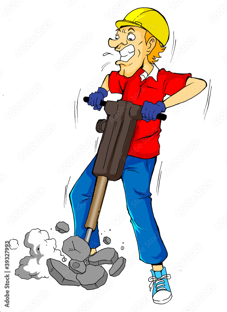 Cartoon illustration of a man drilling Stock Illustration | Adobe Stock