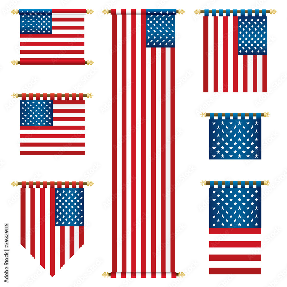 usa stars and stripes flag banners american vector clipart red white ...