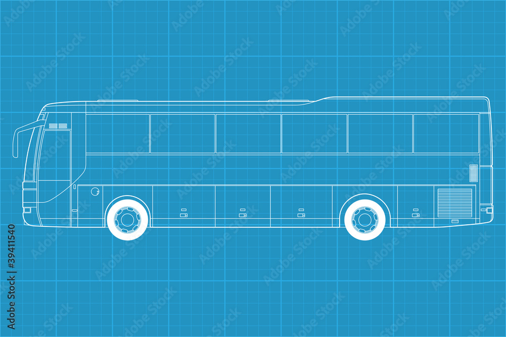 High detailed vector illustration of a passenger bus - side view Stock ...