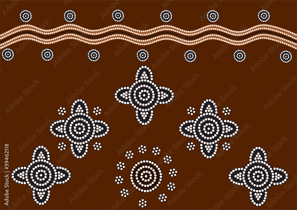 illu. based on aboriginal style of dot painting depicting places Stock ...
