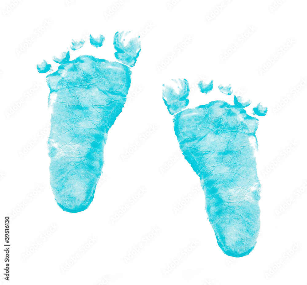 imprints of baby feet on white background Stock Photo | Adobe Stock