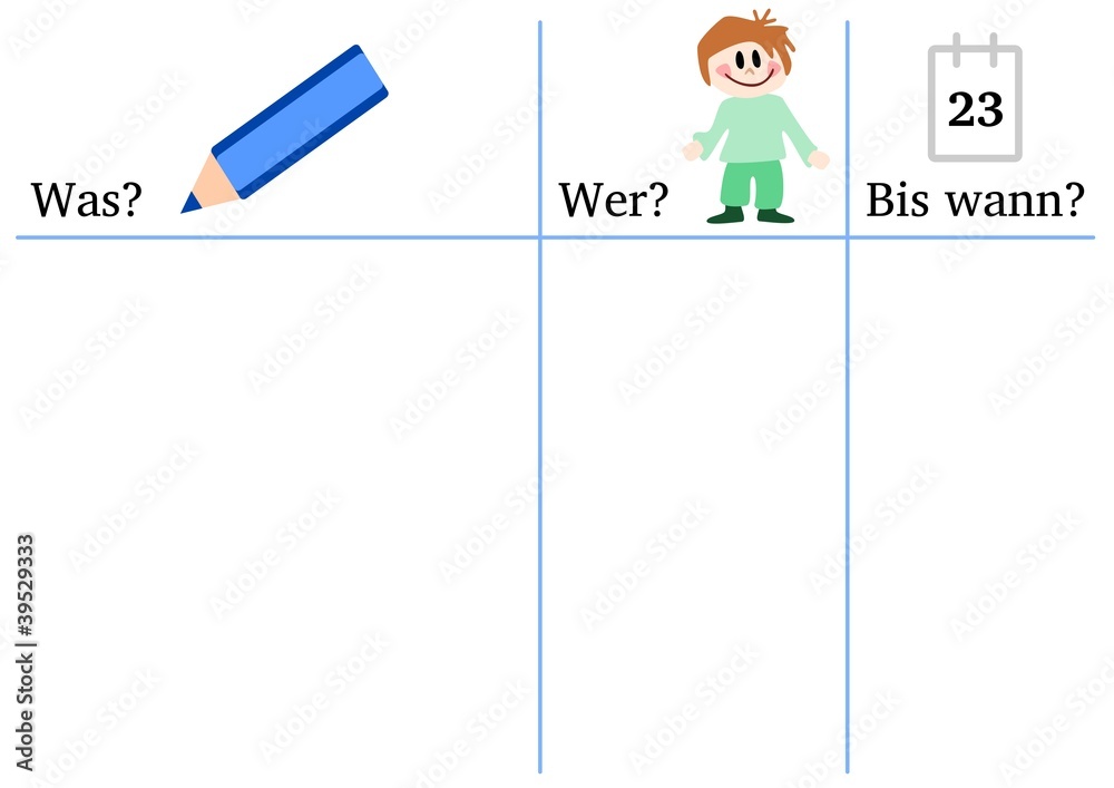 Wer macht was bis wann? Stock-Illustration | Adobe Stock
