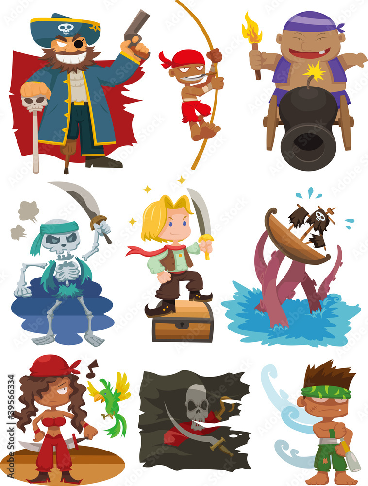 cartoon pirate icon set Stock Vector | Adobe Stock