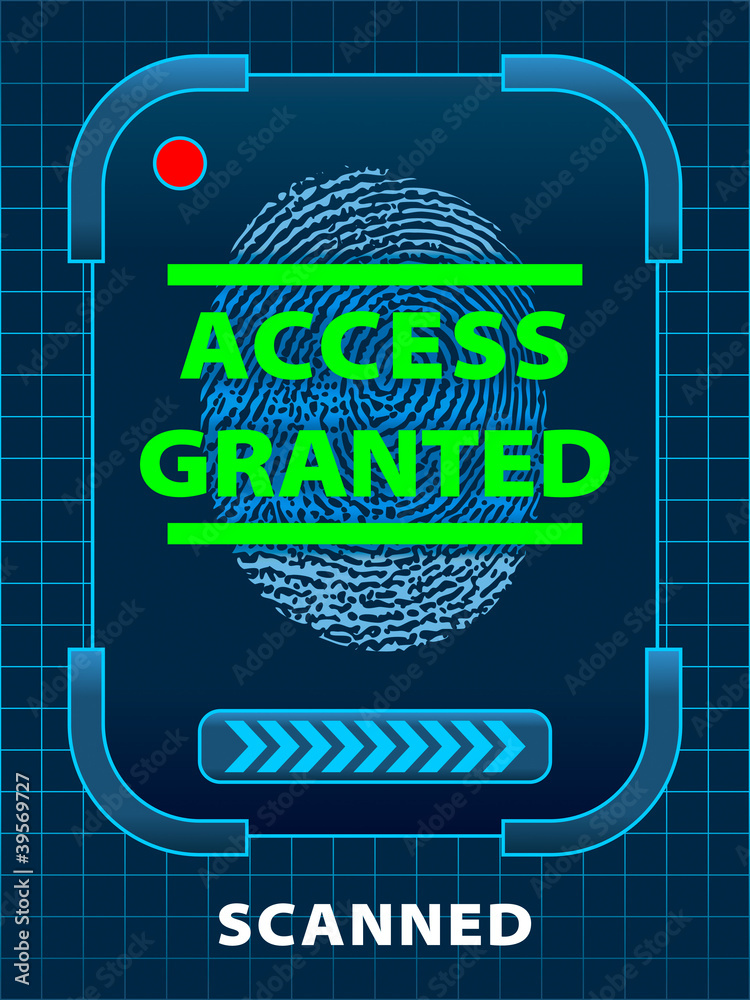 Finger-print scanning. Access Granted. Stock Vector | Adobe Stock